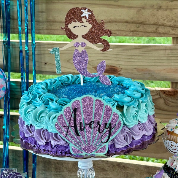 Custom Mermaid Cake Topper With Shell - Etsy