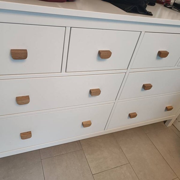 Rounded Long Wood Pulls Oak Handles Simple Kitchen Hardware Dresser ...
