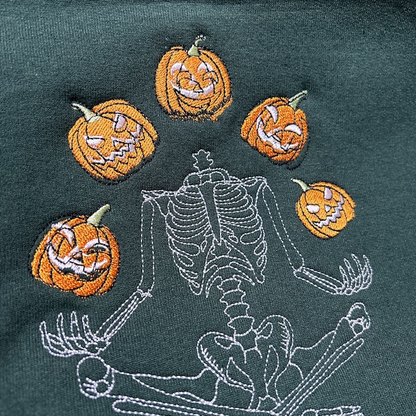 Pumpkin Skeleton Embroidery Design, Halloween Embroidery File, Skeleton ...