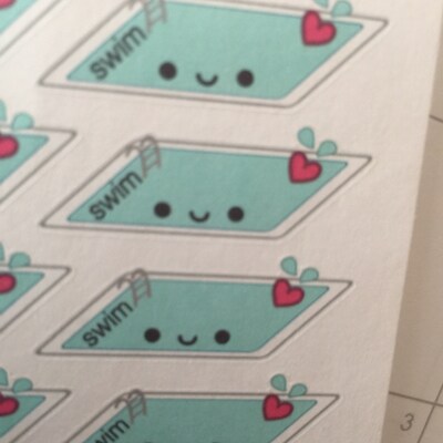 Happy Swimming Pool Reminder Cute Kawaii Planner Stickers Erin Condren ...