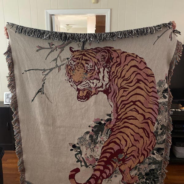 Persian Rug Style Woven Blanket, Arabesque Pattern Throw Blankets ...