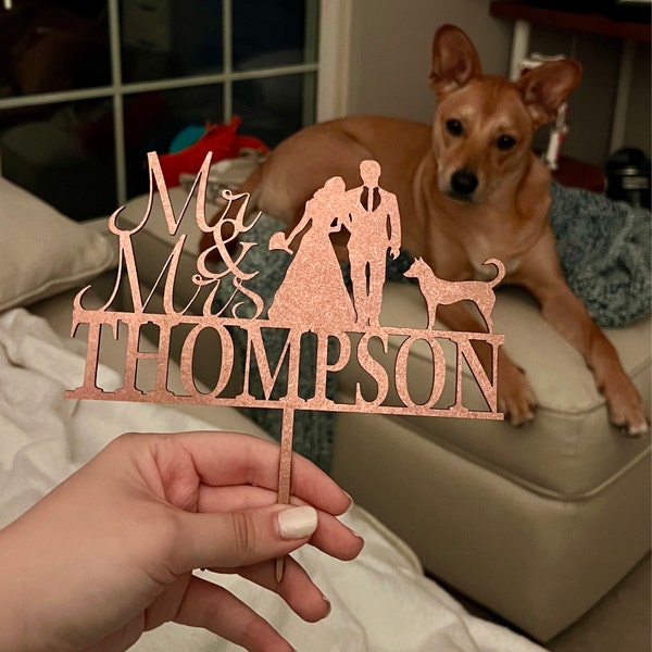 Custom Silhouette Cake Topper Personalized Wedding Cake Topper With Dog ...