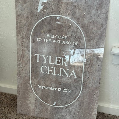 Faux Stone Wedding Welcome Sign With Standoffs minimalist Modern ...