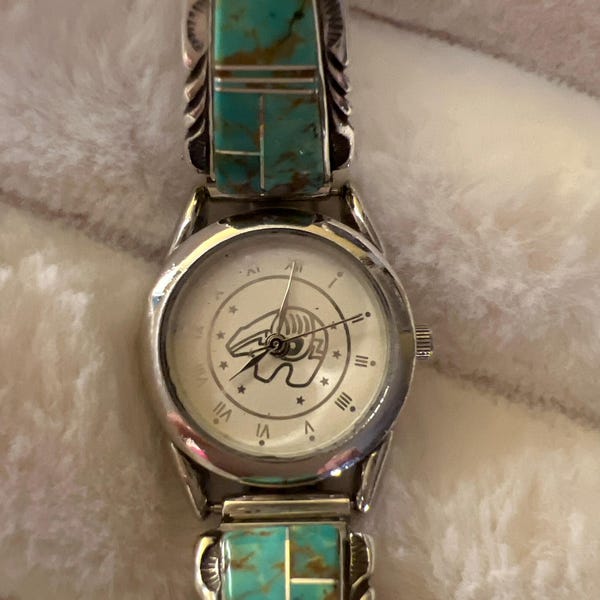 Native American Handmade Vintage Navajo Sterling Multi Stone Ladies ...