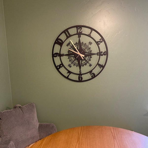 Unique Latin Numeral Compass Metal Wall Clock,extra Large Clock,ships ...