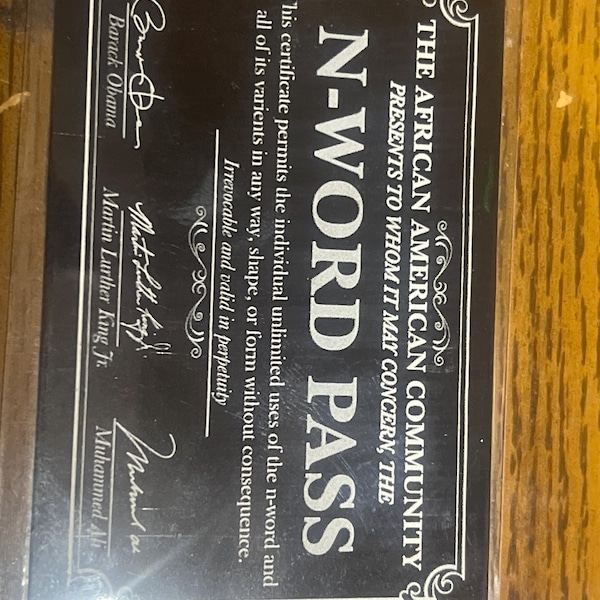 N-word Pass Novelty - Etsy