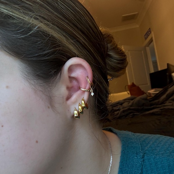 6mm-12mm, Dainty Emerald Teardrop Double Chain Helix Piercing ...