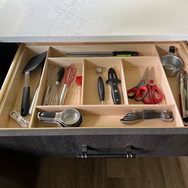 Custom Drawer Divider, Maple Silverware Organizer, 7 Spaces ...