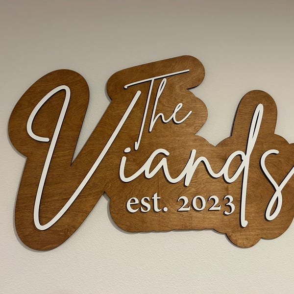 Double Layer Wooden Wedding Sign Layered Name Sign Custom Name Wood ...