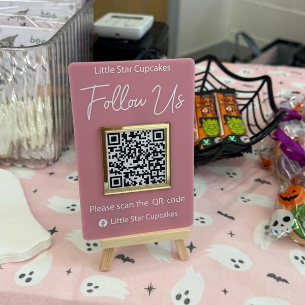 Mini QR Code Social Media Display Sign Facebook, Instagram, Business ...