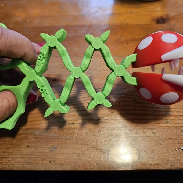 Piranha Plant Grabber Toy: 3D Printed Extendable Mario Bros Collectible ...