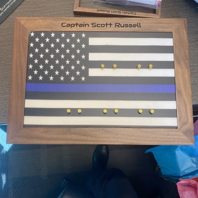 24CT USA Thin White Line Flag Coin Display to Showcase on the Wall or ...