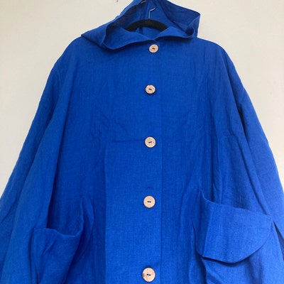 Linen Cloak With Hood / Linen Hooded Cape / Linen Cardigan Coat - Etsy