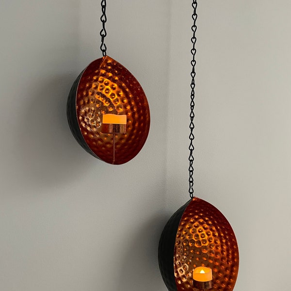 Hanging Tea Light Holders, Hanging Copper Tea Light Holders, Gold ...