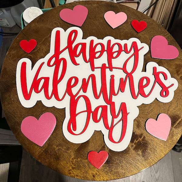 Happy Valentine's Day Heart Sign, Round Door Hanger Svg, Glowforge ...