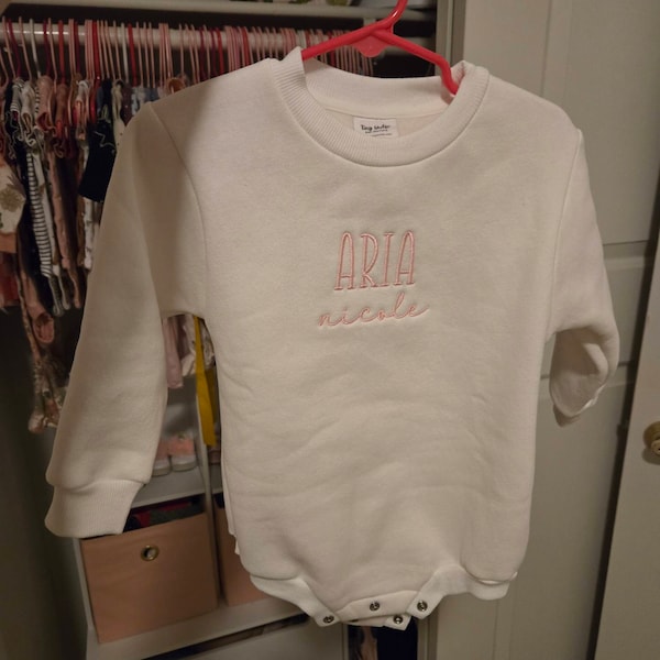Embroidered Baby Sweater, Cotton Fleece Rompers, Personalized Infant ...