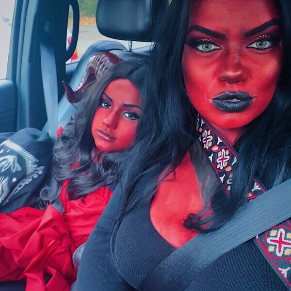 Black Red Huge Horn Forest Gothic Demon Nymph Ram Horn Headdress ...