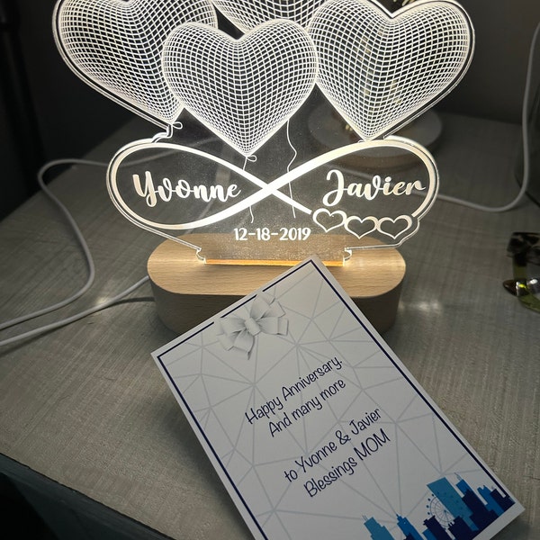 Personalized 3D Illusion LED Lamp | Infinity Heart Valentines Gift ...