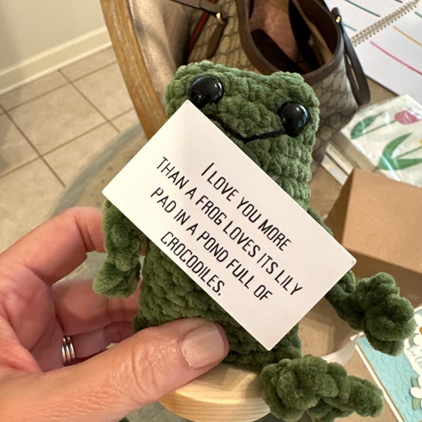 Emotional Support Frog, Crochet Frog Desk Buddy, Funny Coworker Leaving ...