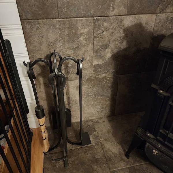 22" Wrought Iron Fireplace Tool Set - Shepherds Hook - Etsy