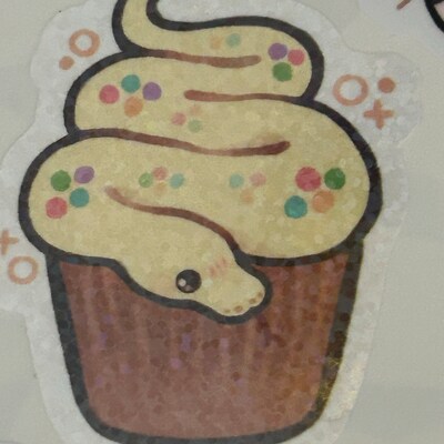 Holographic Cupcake Snake Sticker / Cup-snake Sticker / Cute Ball ...