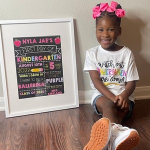 Editable Pink First Day of School Chalkboard Sign, Reusable First Day ...