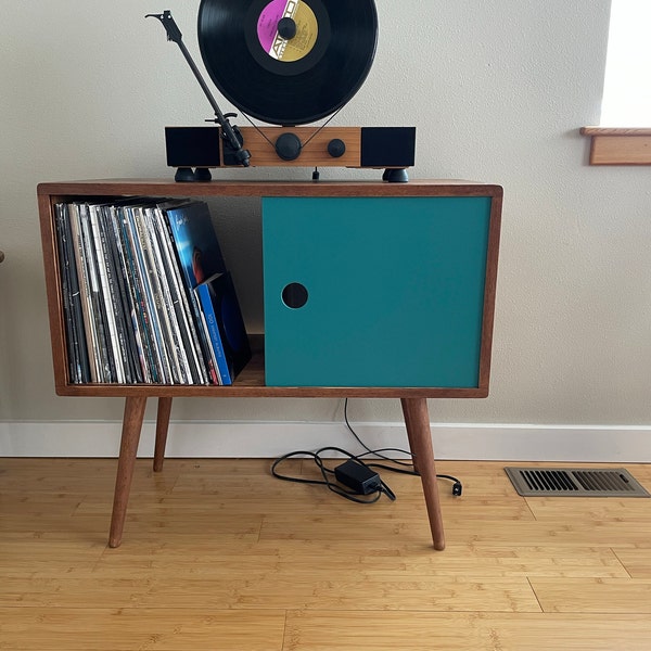 Mid Century Modern Record Console | MCM Vinyl Storage | Record Player ...