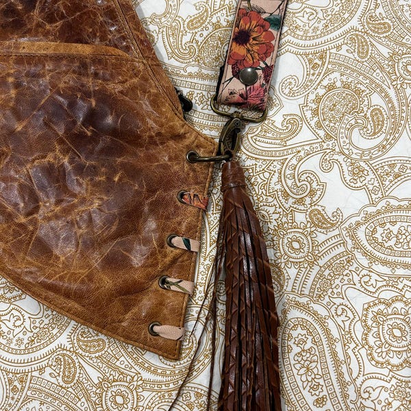 Nutmeg/cognac and Black Braided Embossed Genuine Cowhide Leather ...