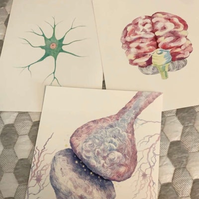 Synapse Science Art Print, Synaptic Cleft Biology Poster, Watercolor ...