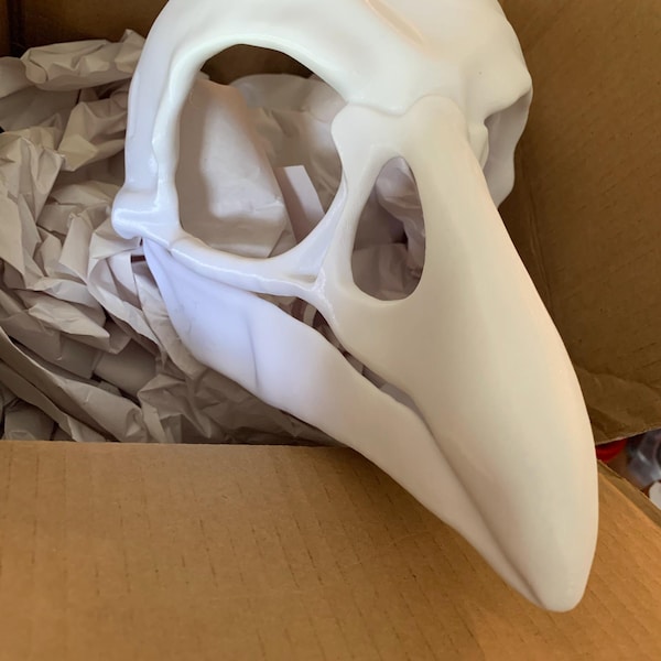 Raven Bird Skull Corvus Bone Skull Mask - Movable Moving Hinge Jaw- 3D ...