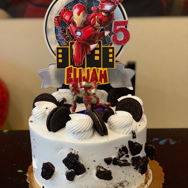 Iron Man Cake Topper, Cake Topper Gold, Iron Man Party, Iron Man ...