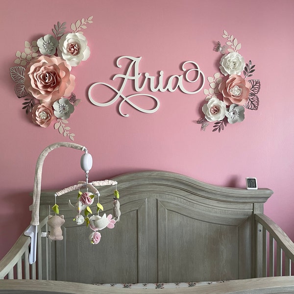 Baby Name Sign - Over the Crib Sign - Wooden Name Sign Wall Hanging ...