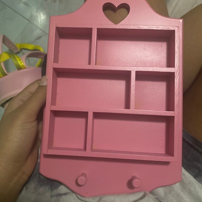 Pink Wood Shadow Box, Pink Wall Accent, Pink Wall Hanging Shelf, Pink ...