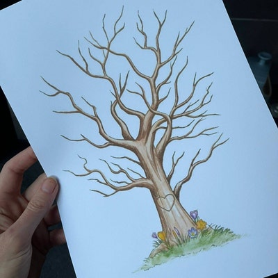 Fingerprint Tree Printable Guestbook Blank Finger Print Tree Template ...