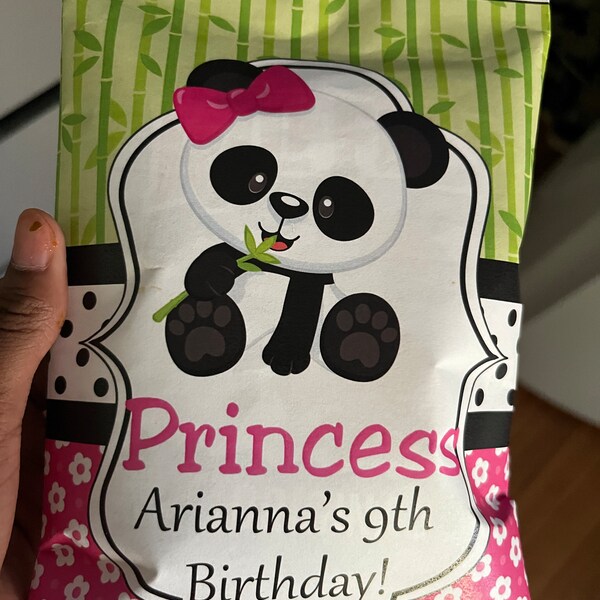 Editable Panda Chip Bag, Birthday Party Chip Bag, Panda Girl Birthday ...
