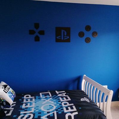 Playstation Wood Wall Art Set, PS5 Geometric Wall Decor Gift for Gamers ...