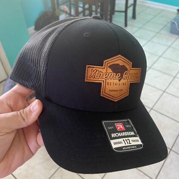 Custom Leather Patch Baseball Hats | Sewn on | Hand Finished Leather ...