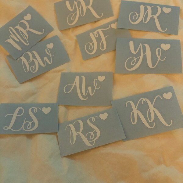 Monogram Decal, Vinyl Sticker, Two Letter Monogram, Two Initial Decal ...