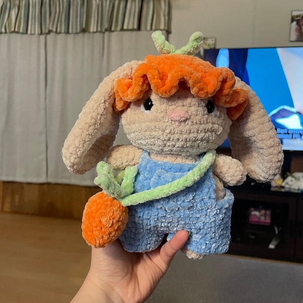 Crochet Bunny Plushie Pattern With Cute Overalls and Bucket Hat ...