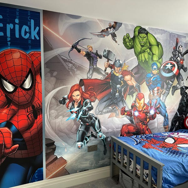 Spiderman Wallpaper for Kids Room, Superhero Peel and Stick Mural ...