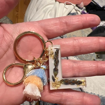 Lavender Keychain With Tassel Floral Keychain Letter Keychain ...