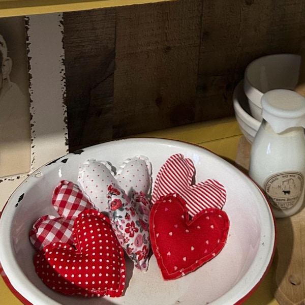 Valentine Fabric Hearts, Valentine's Day Bowl Fillers, Valentine’s Day ...