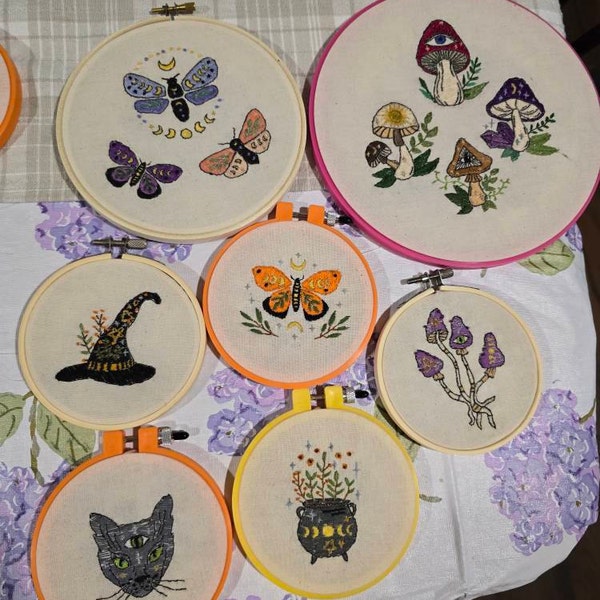 Witchy Halloween Stick and Stitch Embroidery Patterns, Magic Peel and ...