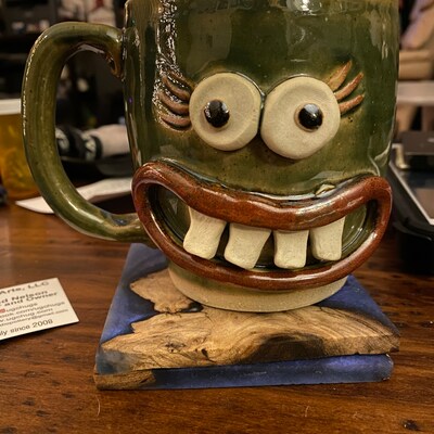 Ug Chug Face Jug. Easily Annoyed Kitchen Jar. Black. Handmade Stoneware ...