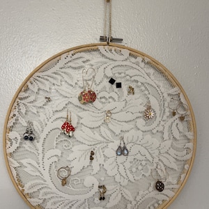 Vintage Jewelry Rack, 12 Fabric Earring Holder, Retro Earring Display ...