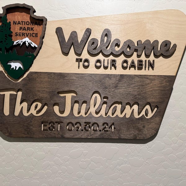 National Forest Service Welcome Sign ACRYLIC - NFS Inspired Family Name ...