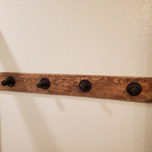Custom Rustic Wood Towel Robe Coat Rack Bar With Industrial Pipe Hooks ...