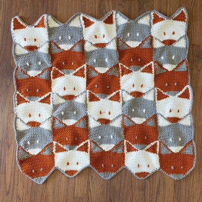 Fox Crochet Baby Blanket Pattern, Unisex Baby Afghan Blanket Pattern ...