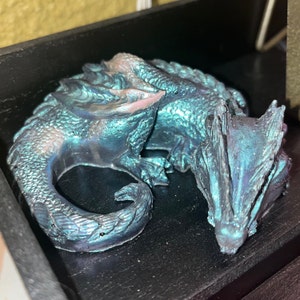 Dragon Decor Water Dragon Statue on Base Glittery Handmade - Etsy