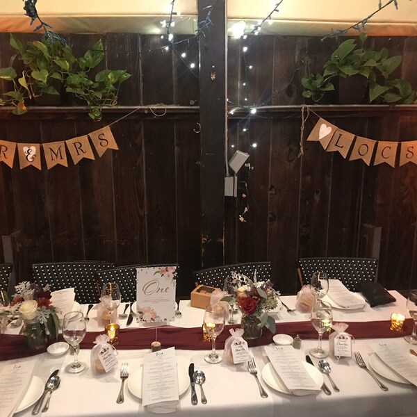 MR and MRS WEDDING Burlap Banner, Rustic Style Banner, Personalized ...